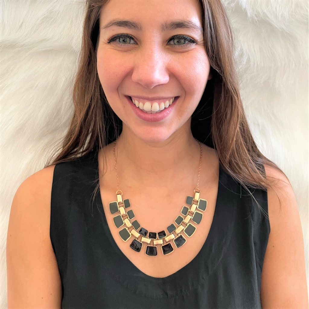 Buy the Black Square Enamel Link Collar Necklace | JaeBee Jewelry