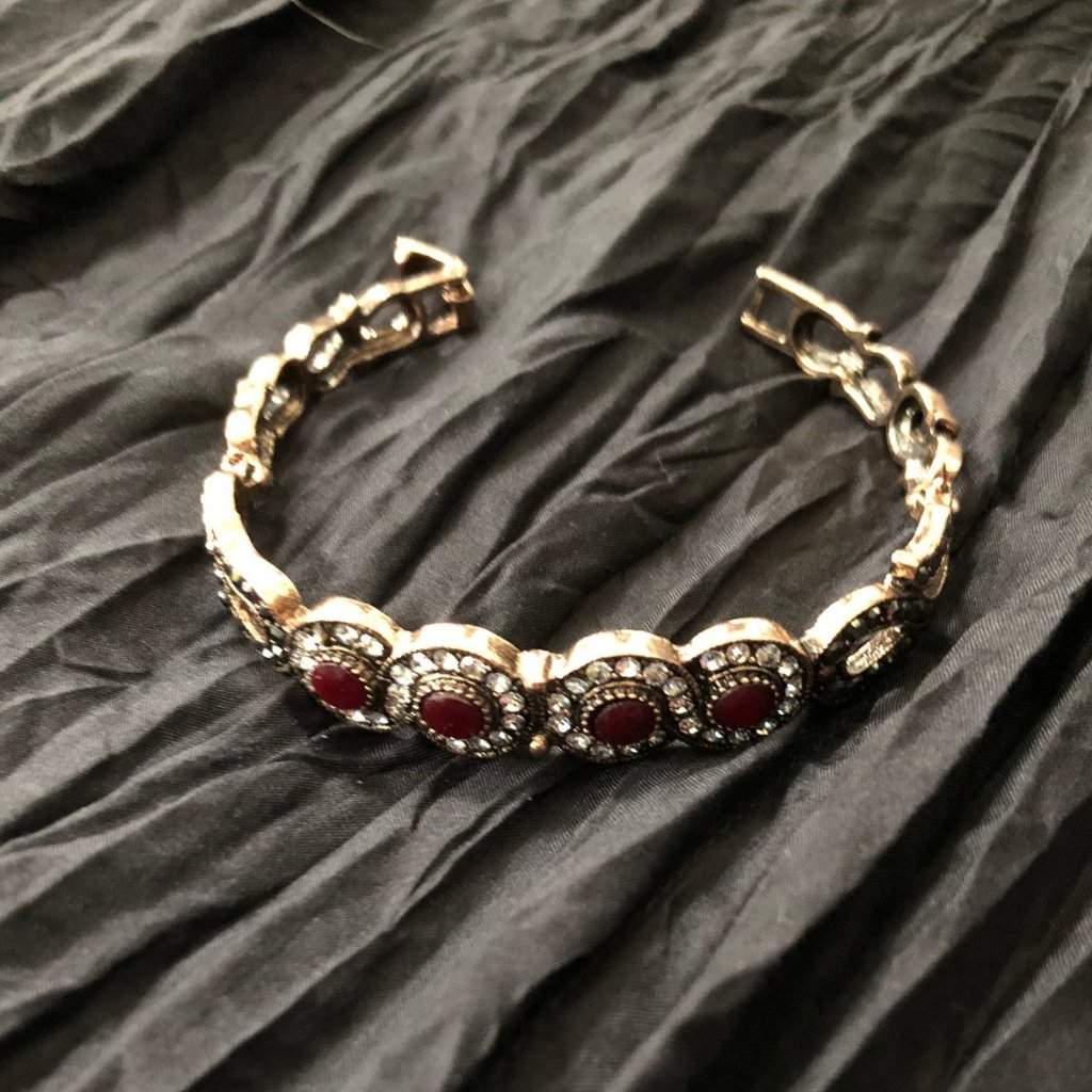 Buy the Red Crystal Gold Bracelet | JaeBee Jewelry USA