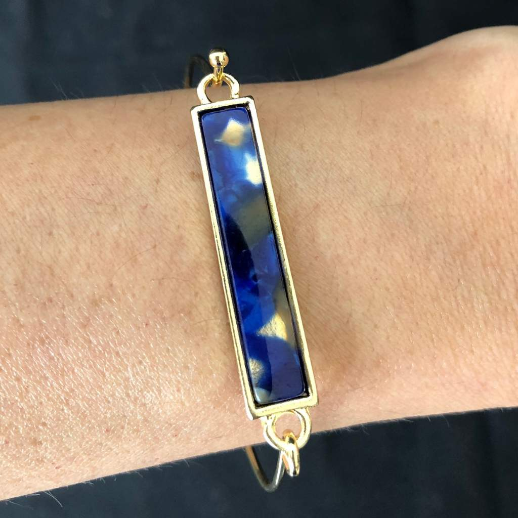 Buy the Blue Marbled Gold Bar Bracelet | JaeBee Jewelry