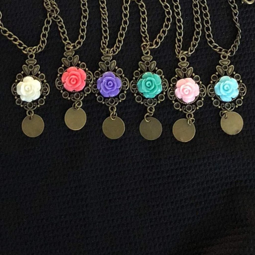 Buy the Brass Pendant Flower Necklace | JaeBee Jewelry