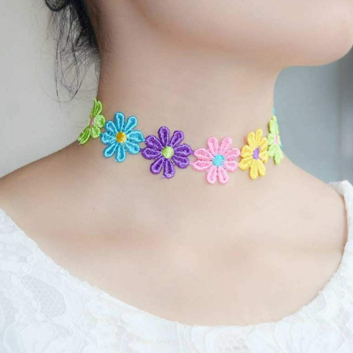 Buy the Multi Colored Flower Choker | JaeBee.com