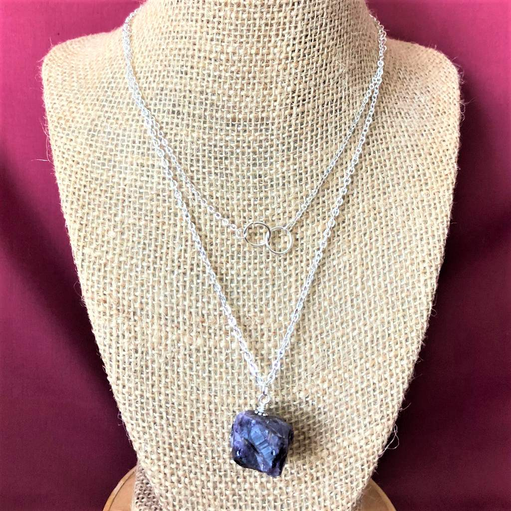 Buy the Raw Amethyst Stone Layered Necklace | JaeBee Jewelry