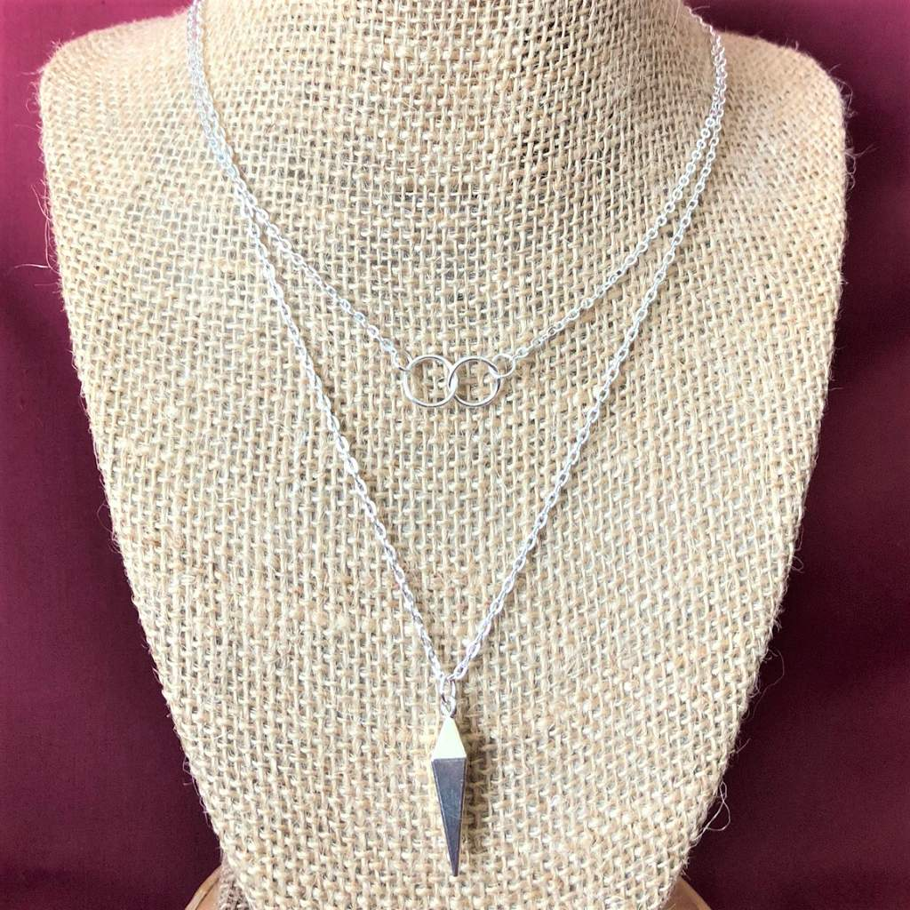 Buy the Silver Spike and Double Ring Layered Necklace | JaeBee Jewelry
