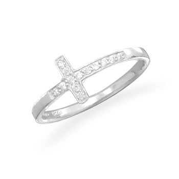 Buy the Sterling Silver and CZ Cross Ring | JaeBee Jewelry