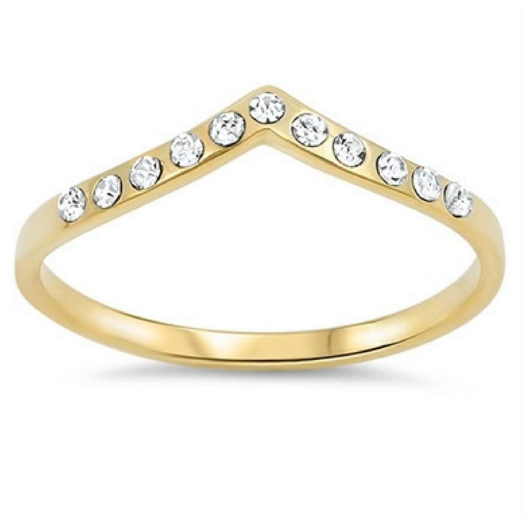 Buy the Gold and CZ V Shaped Ring | JaeBee Jewelry