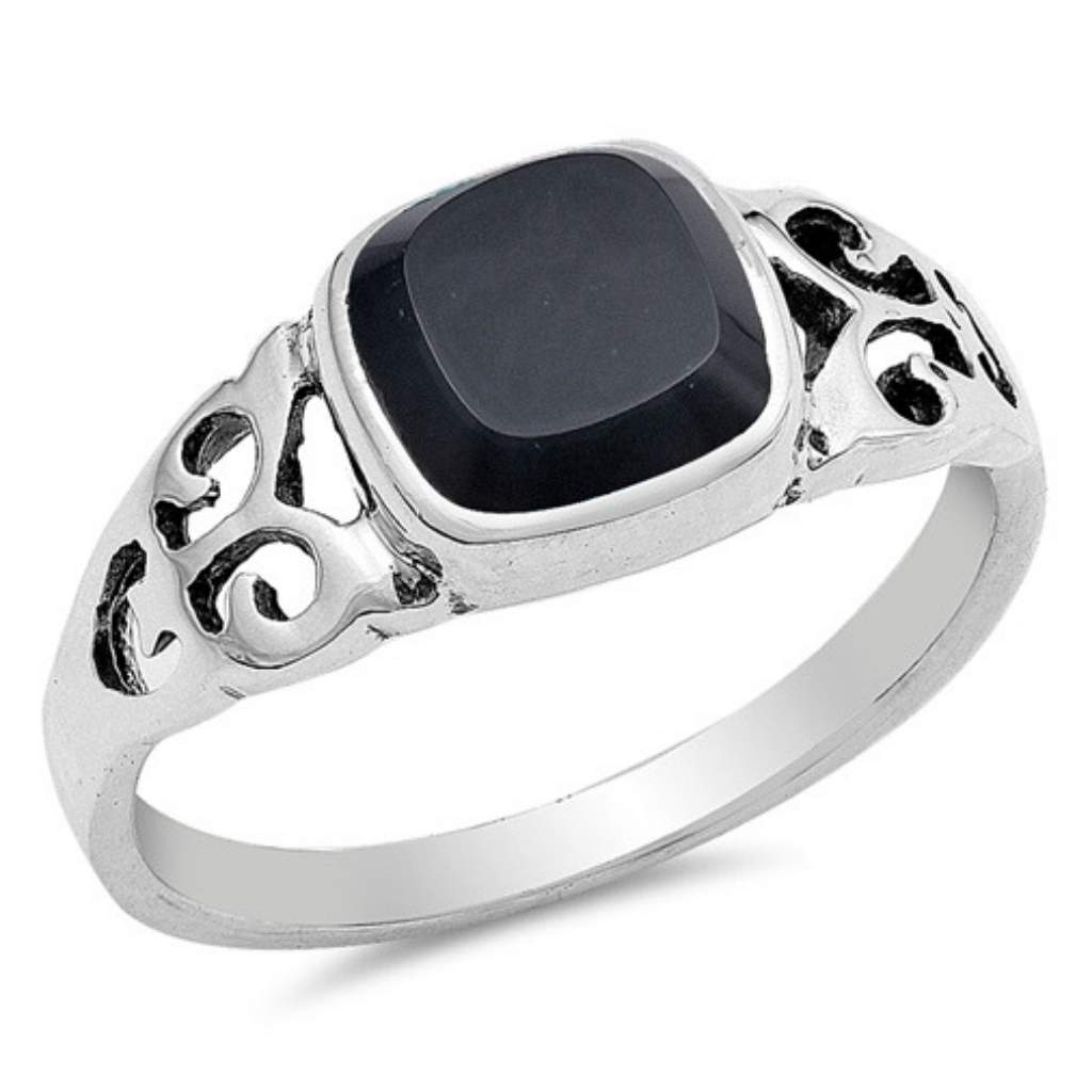 Buy the Square Black Onyx Sterling Silver Ring | JaeBee Jewelry